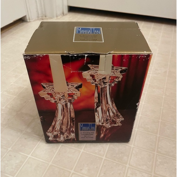 Accents | Crystal Clear Glass Shooting Star 2 Candle Holders 6 ...